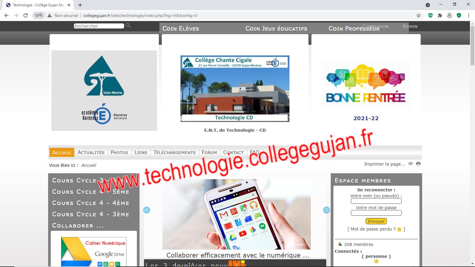 Technologie Ylan Bonnard - Collège Gujan-Mestras - S11-Se repérer dans l'ENT pour travailler